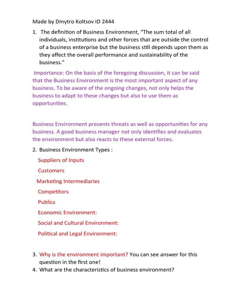 Understanding Business Environment Factors | PDF | Business