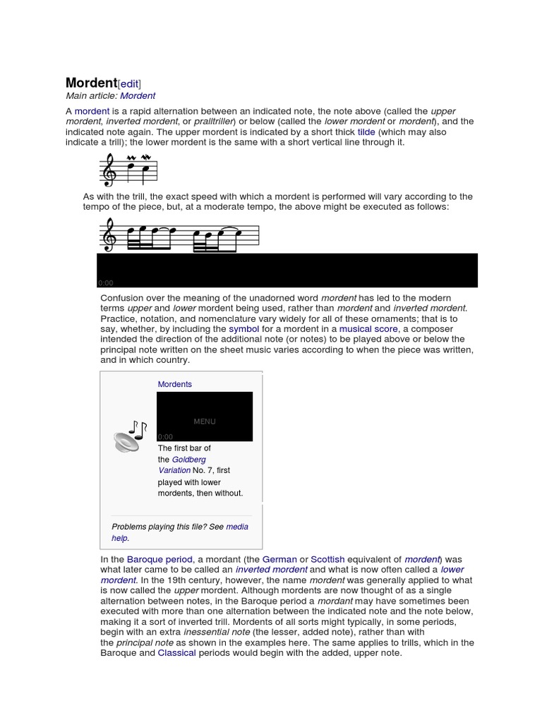 Mordent | PDF | Elements Of Music | Musical Notation