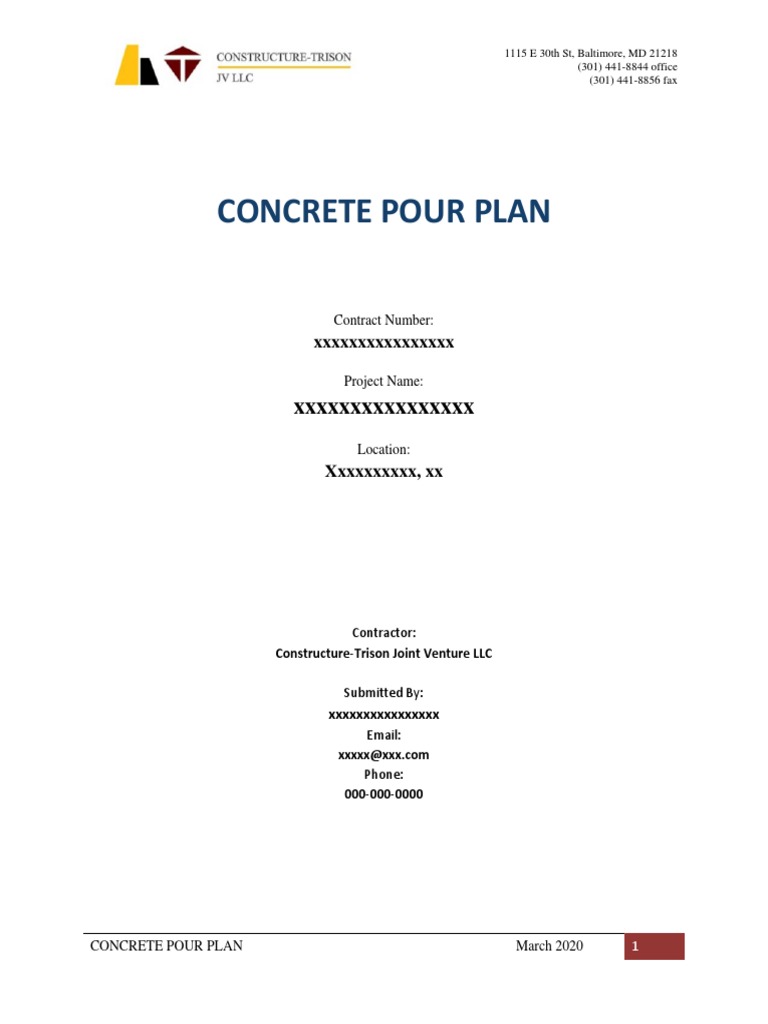 Concrete Pour Plan | PDF | Concrete | Precast Concrete