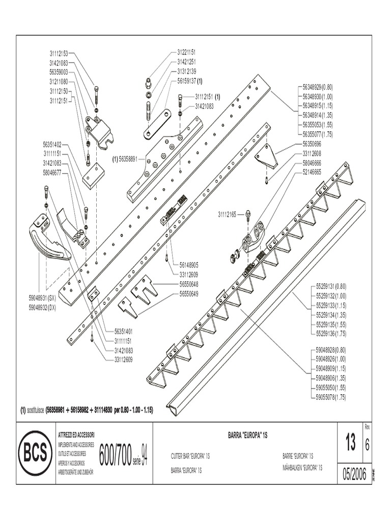 BCS Cutter Bar Europa 1S - From 1 May 2006 To 31 October 2007 | PDF ...