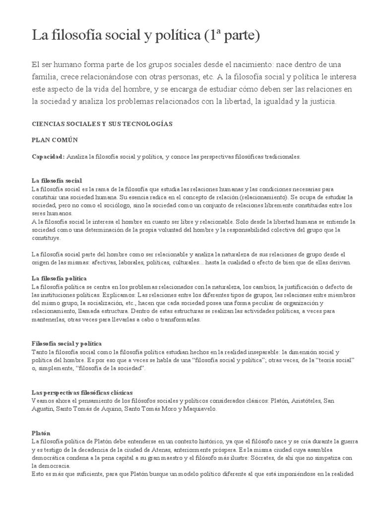 Filosofia Social y Política | PDF | Platón | Esencia