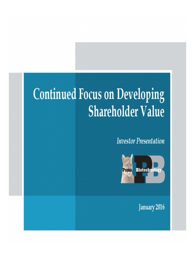 Puma Biotech Investor Presentation | PDF | Clinical Trial | Wellness