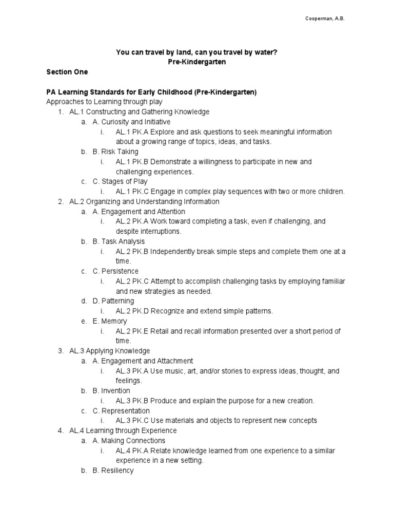 Lesson For Pre-K | PDF