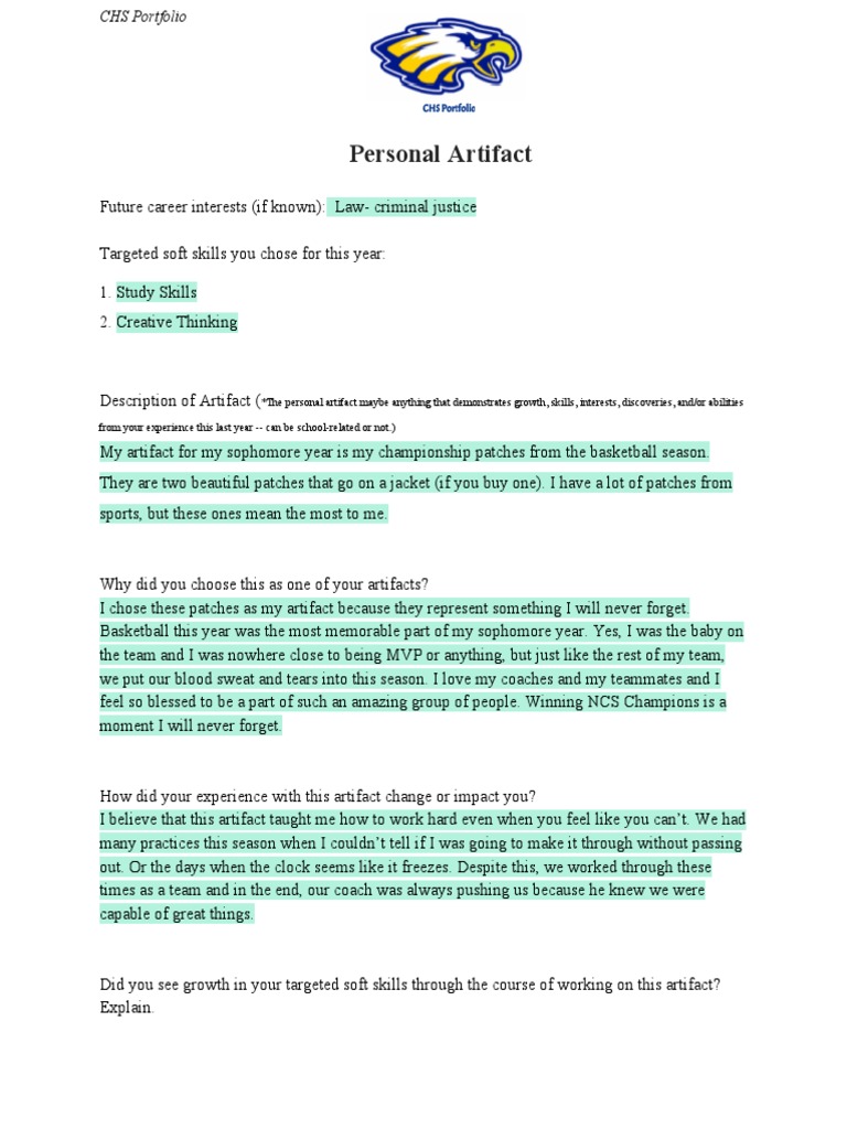 Personal Artifact Form 1 | PDF | Psychology | Psychological Concepts