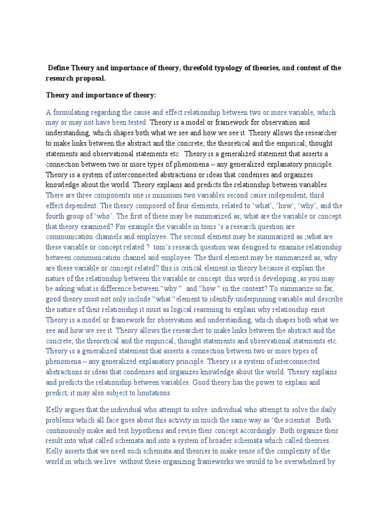 Define Theory and Importance of Theory, Threefold Typology of Theories ...