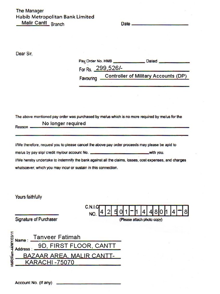 HMB PO Cancellation PDF | PDF