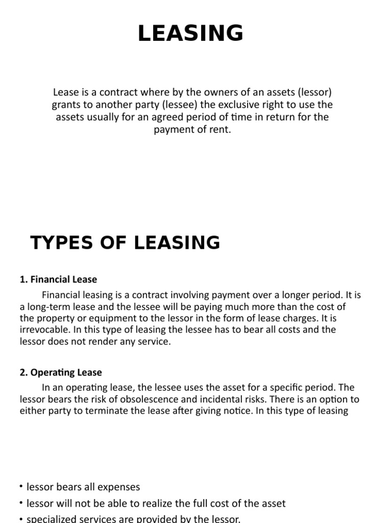 An In-Depth Look at the Different Types of Leasing Agreements | PDF ...