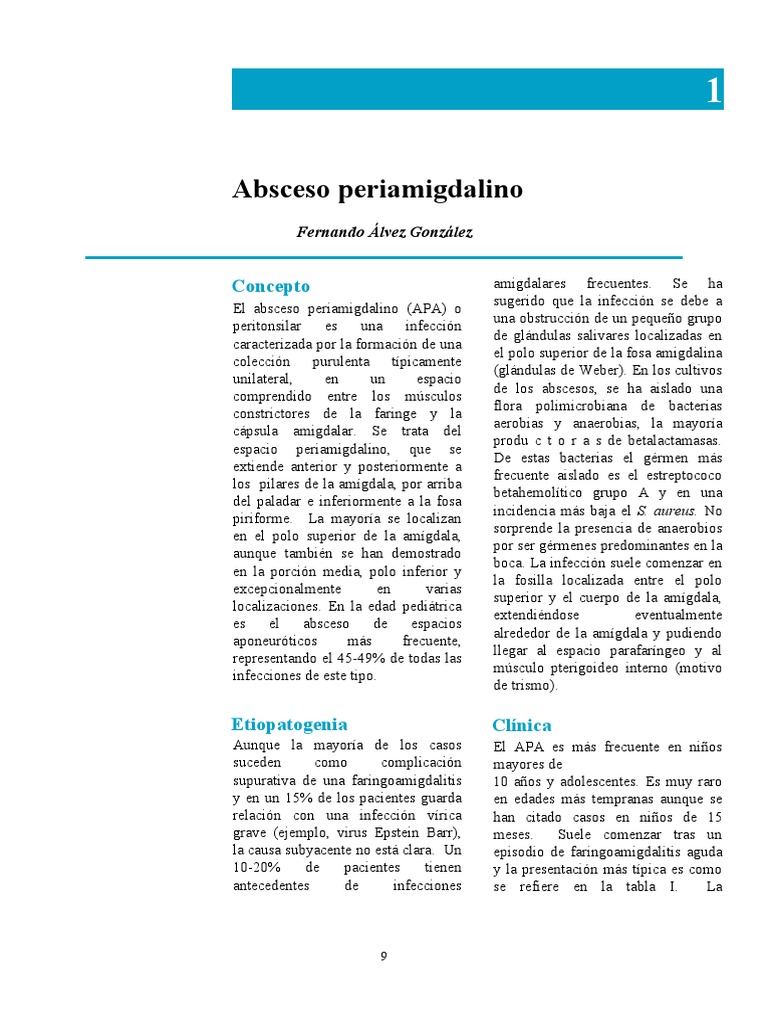 Absceso Periamigdalino | PDF | Diagnostico medico | Penicilina