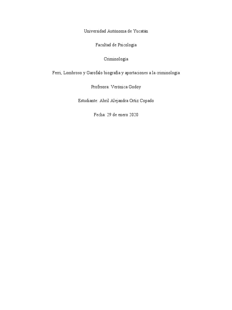 Ferri, Lombroso y Garófalo en Criminología | PDF | Criminología ...