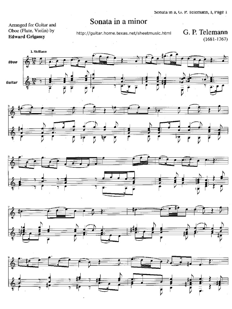 Telemann Violin and Guitar | PDF