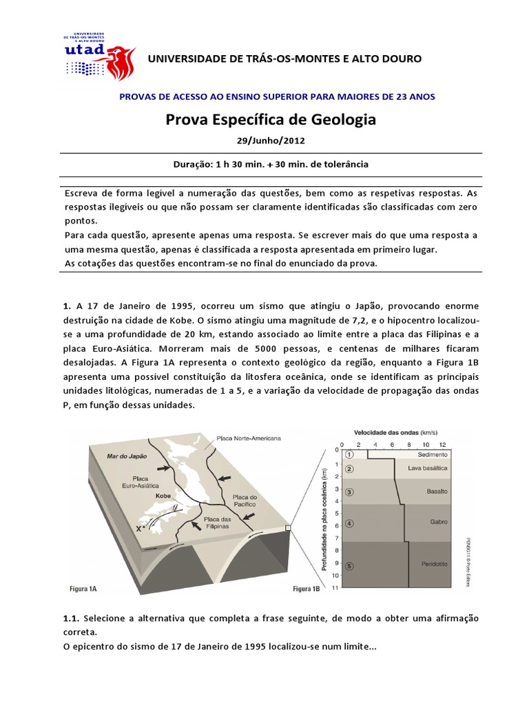 Prova Especifica Geologia 2012 | PDF | Vulcão | Magma