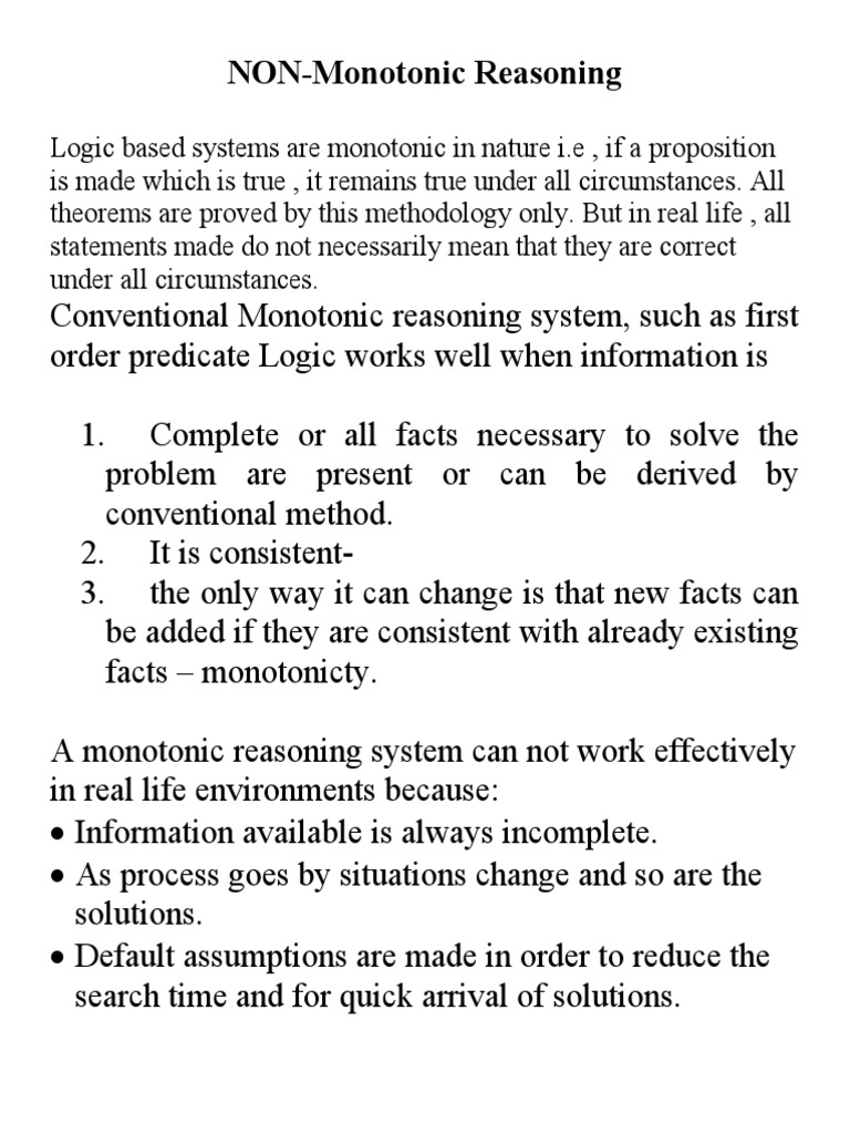 NON-Monotonic Reasoning | PDF | Reason | Deductive Reasoning