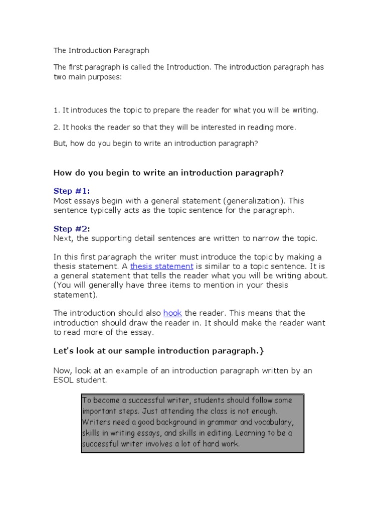 How Do You Begin To Write An Introduction Paragraph?: Step #1 | PDF ...