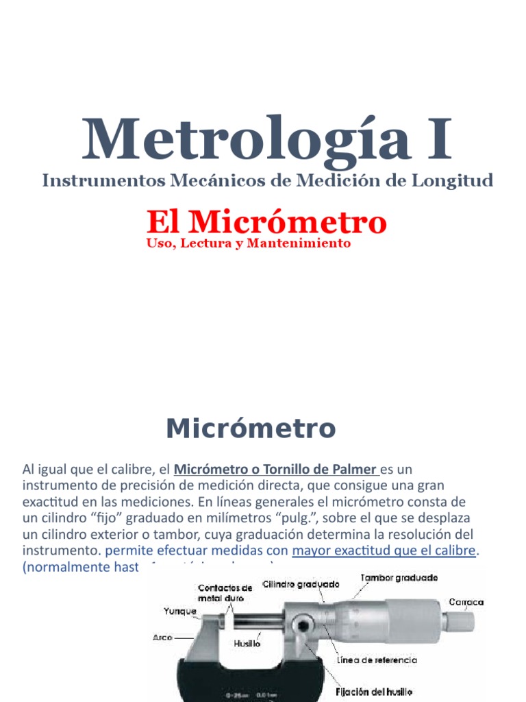 Metrologia - Uso y Mantenimiento Del Micrometro | PDF | Herramientas ...