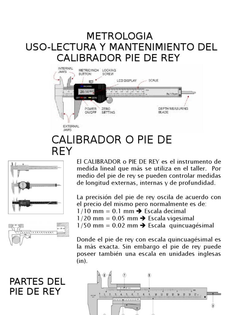 Uso, Lectura y Mantenimiento Del Calibrador Pie de Rey | PDF | Longitud ...