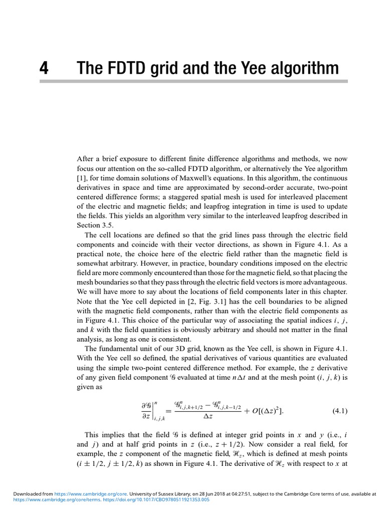 The FDTD Grid and The Yee Algorithm PDF | Download Free PDF | Waves | Field (Mathematics)