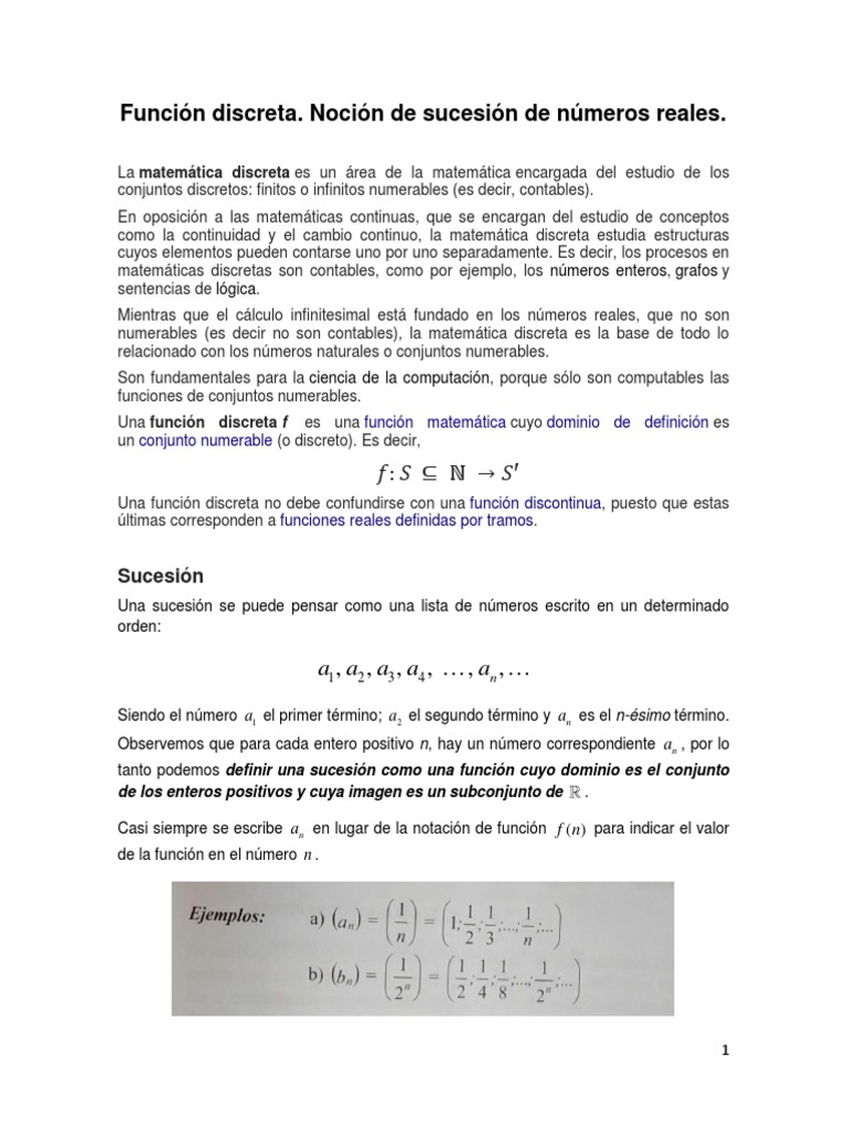 Funcion Discreta - Sucesiones | PDF | Función (Matemáticas ...