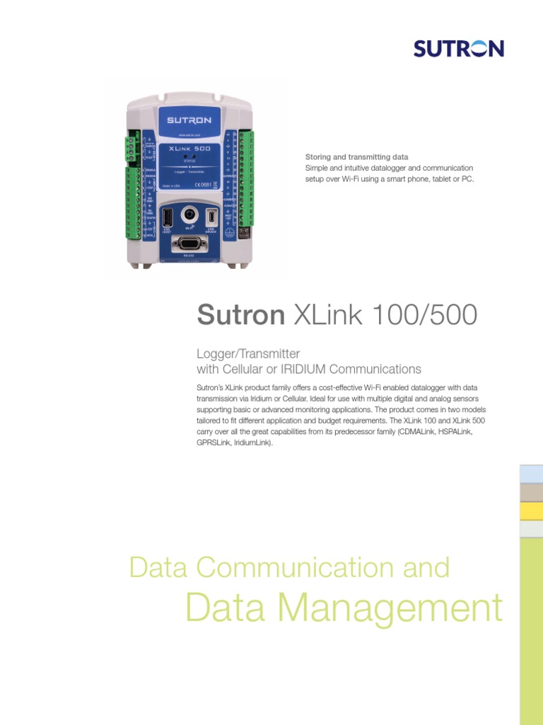 Data Management: Sutron Xlink 100/500 | PDF | Modem | Data Transmission