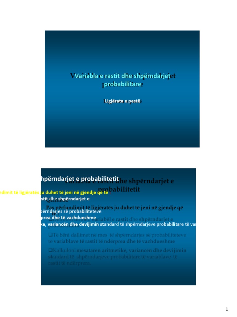 5.ligjerata 5 Variabla e Rastit Dhe Shperndarjet Probabilitare | PDF