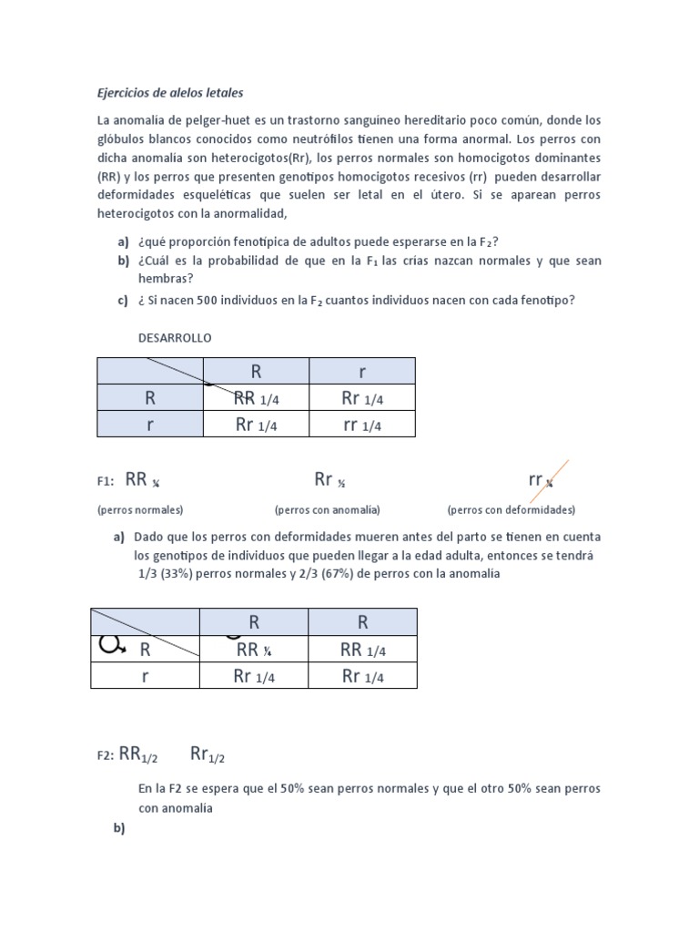Ejercicios de Alelos Letales (Recuperado Automáticamente) | PDF ...
