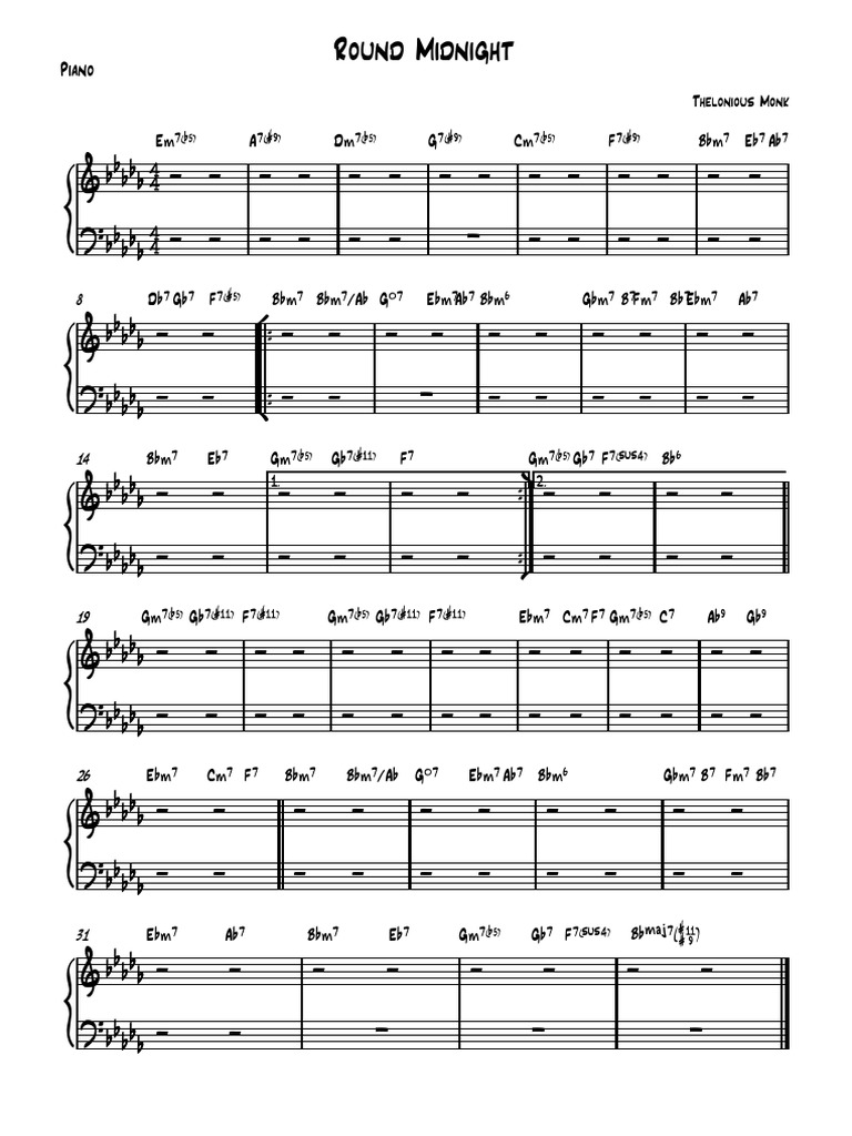 Round Midnight: Piano | PDF