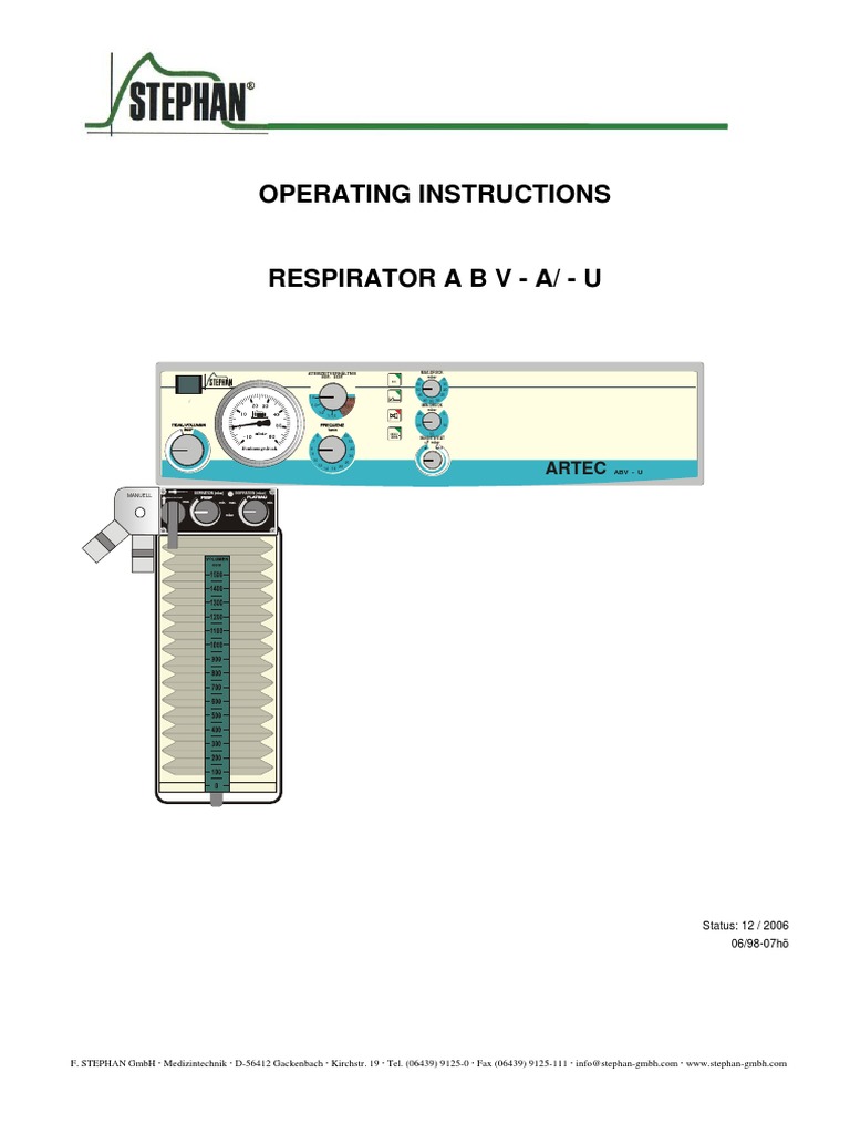 Operating Instructions for ABV Respirator | PDF | Exhalation ...