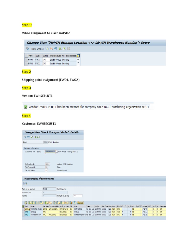 Step 1: Whse Assignment To Plant and Sloc | PDF