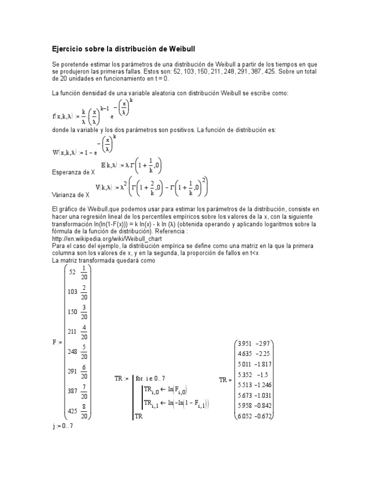 Ejercicio Weibull | PDF | Estadísticas | Análisis
