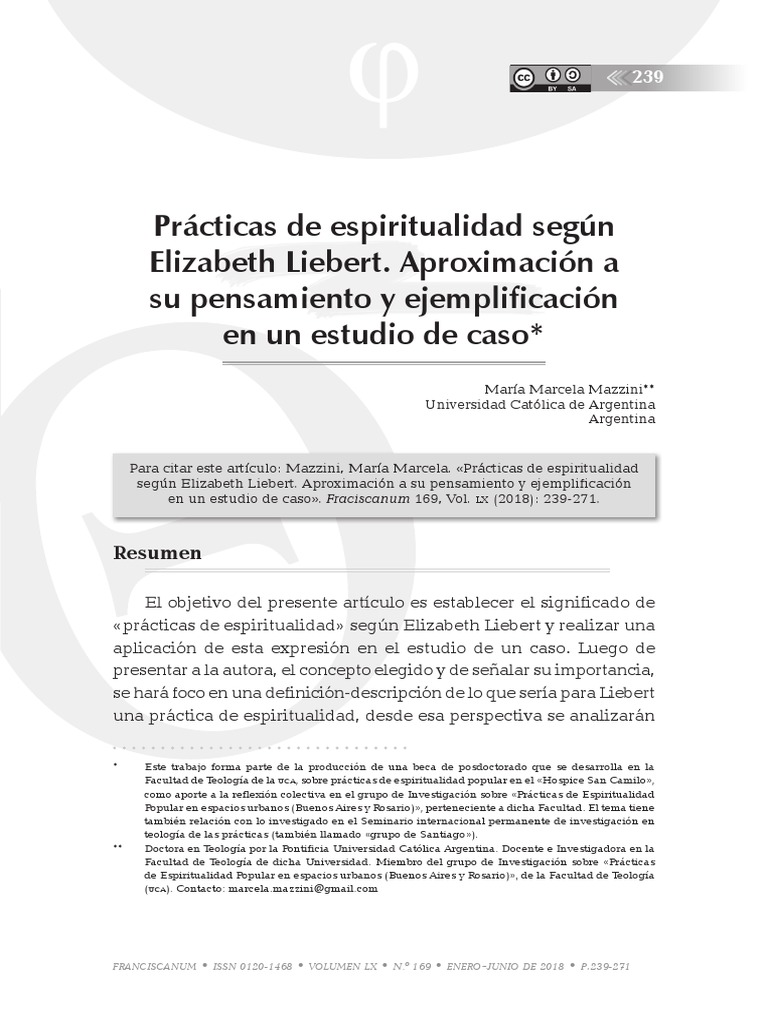 Practicas de Espiritualidad Según Elizabeth Liebert - M. Mazzini | PDF ...