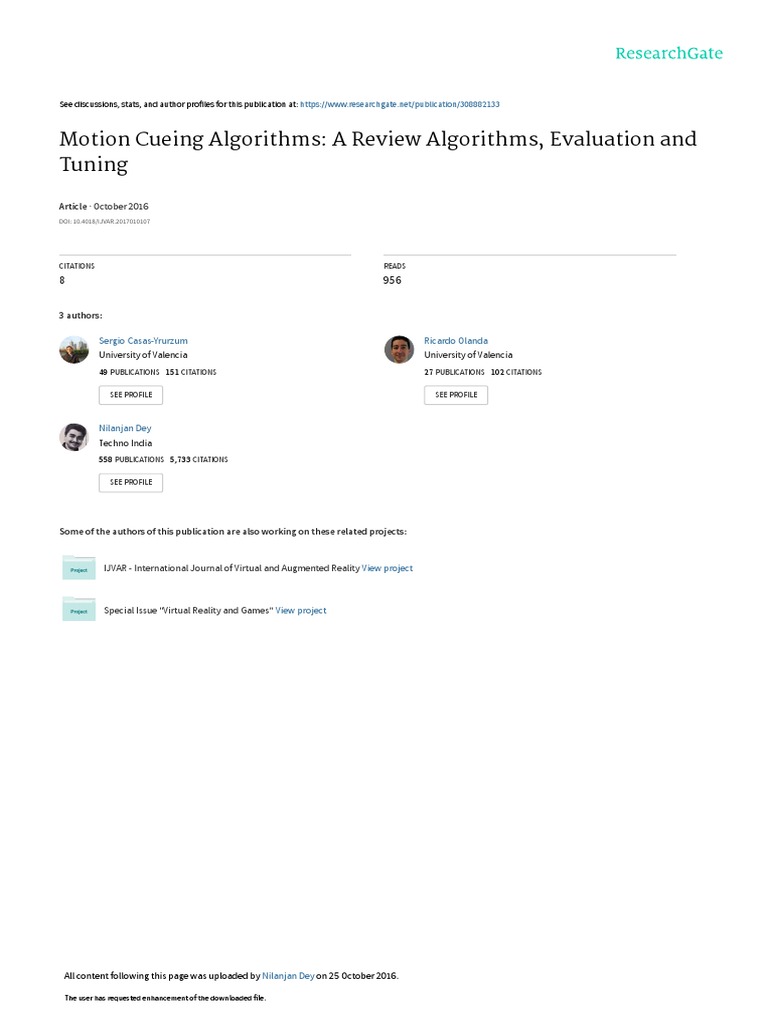Motion Cueing Algorithms: A Review Algorithms, Evaluation and Tuning | PDF | Simulation ...