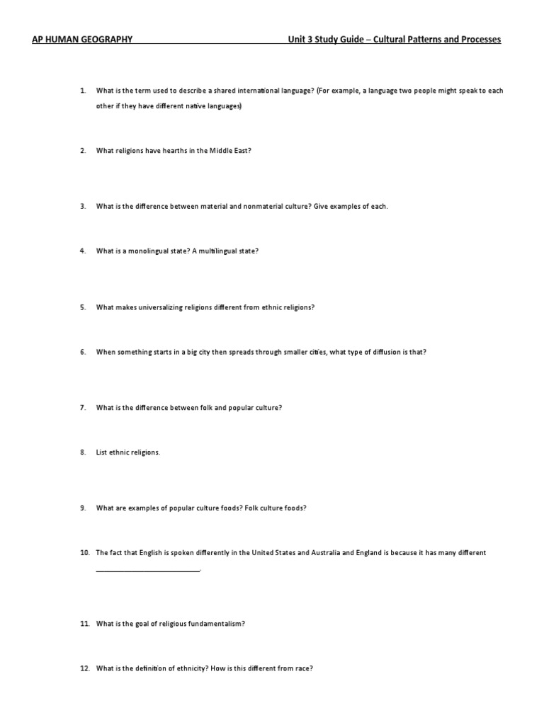 Aphug Unit 3 Study Guide | PDF