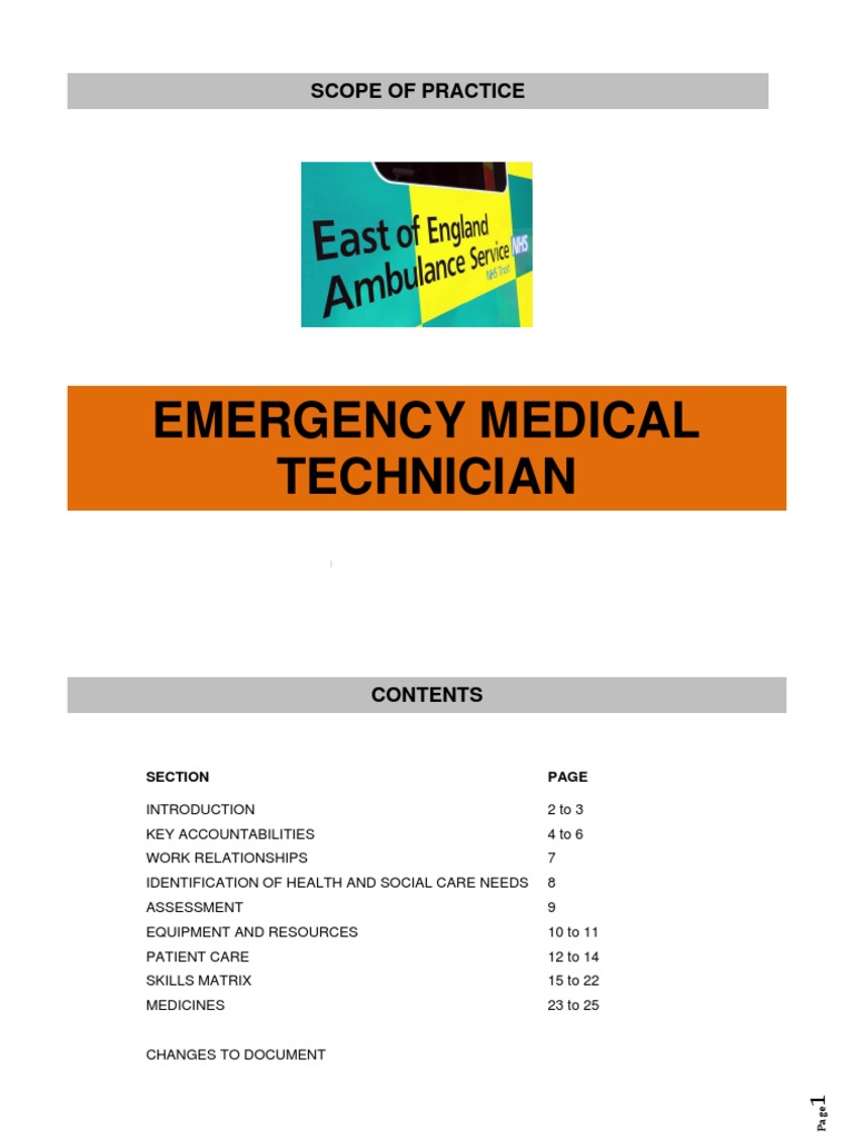 EMT Scope of Practice | PDF | Emergency Medical Technician | Emergency ...