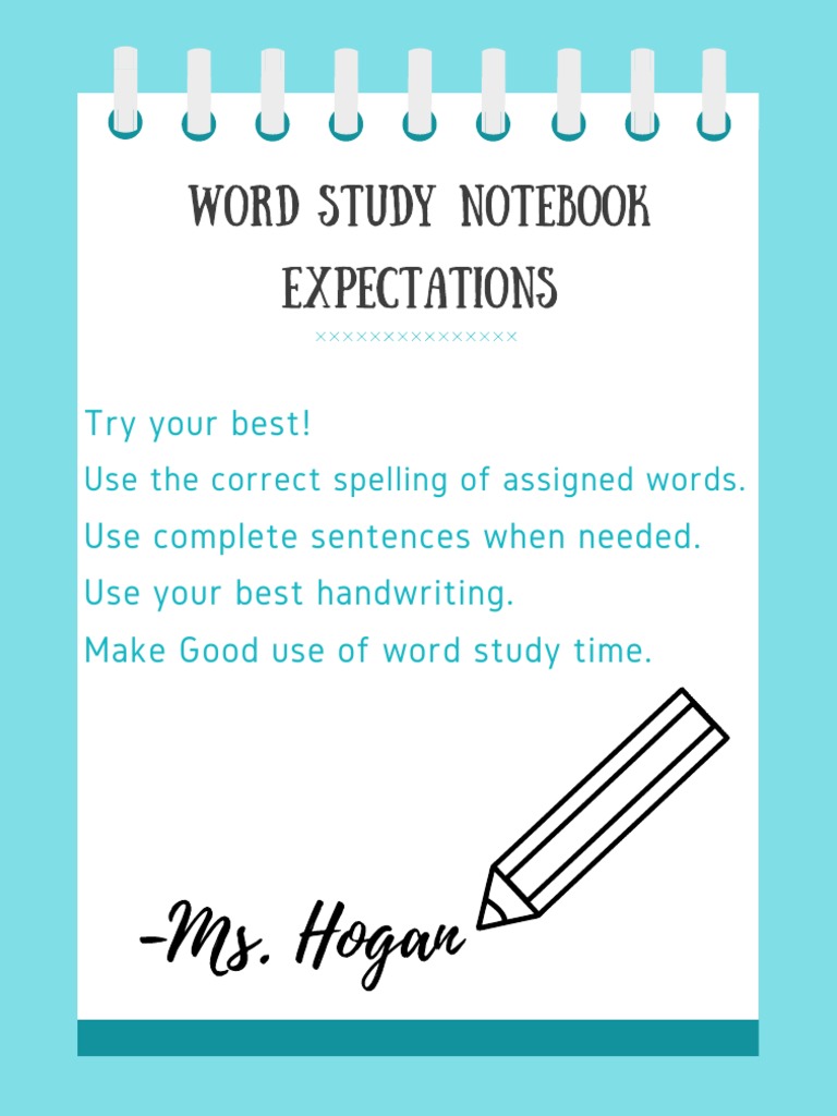 Word Study Notebook Expectations | PDF