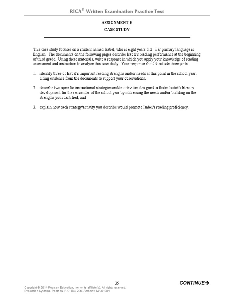 Rica Written Examination Practice Test: Assignment E Case Study | PDF ...