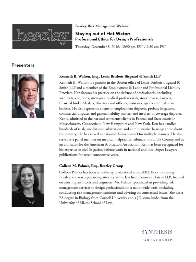 Beazley1612 Presenters PDF | PDF | Professional Liability Insurance ...