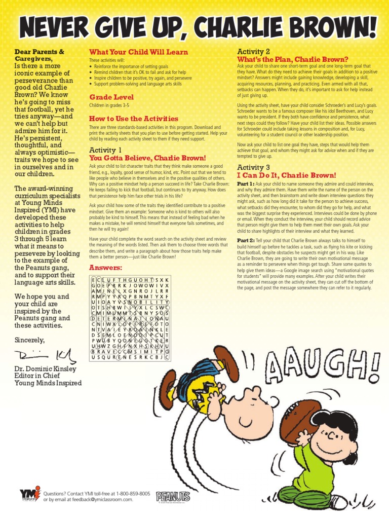 Never Give Up, Charlie Brown!: What Your Child Will Learn What's The ...