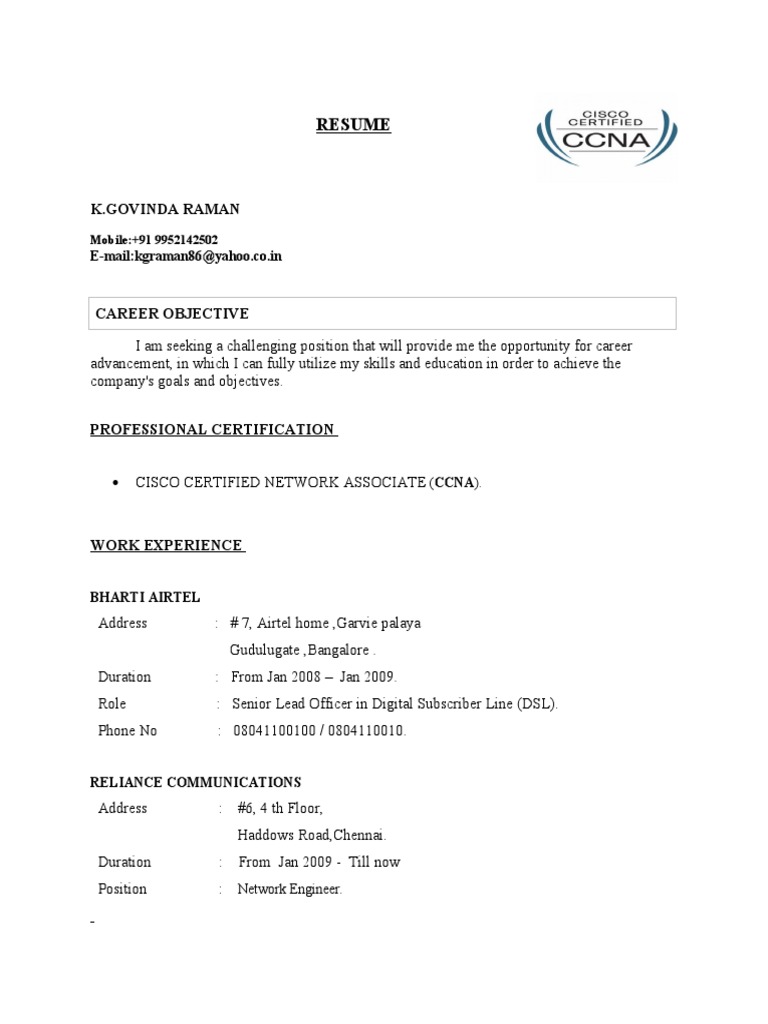 Gresume | PDF | Computer Network | Cisco Certifications
