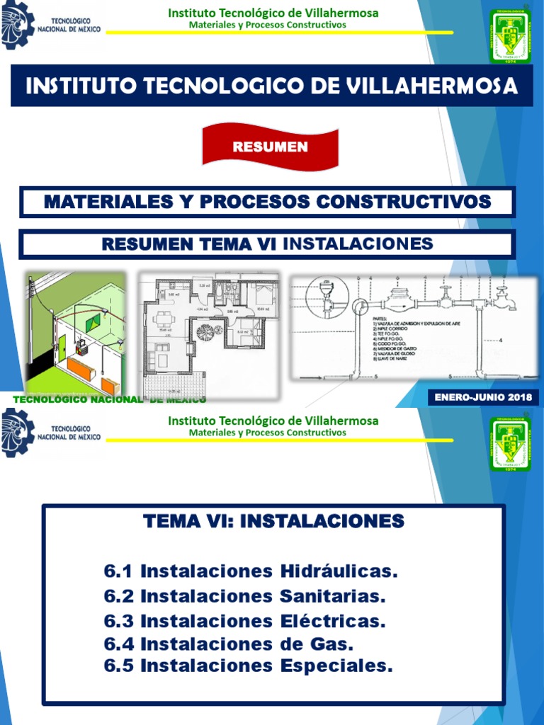 TEMA VI Materiales y Procesos Constructivos Resumen Examen Instalaciones Enero Junio 2018 | PDF ...