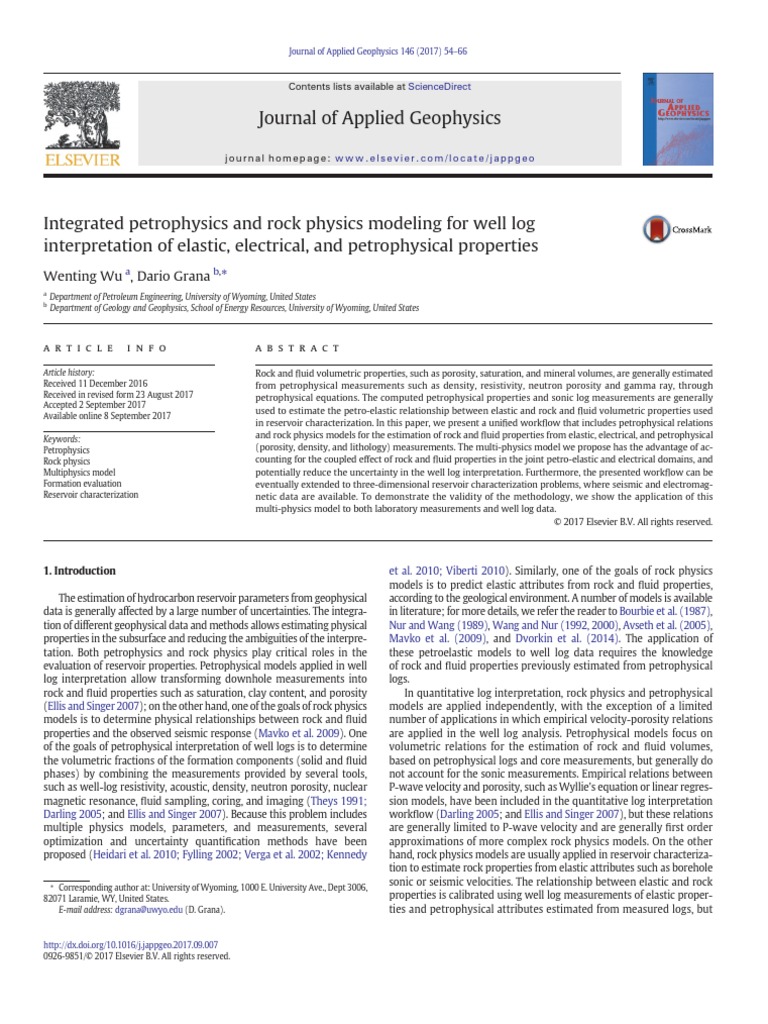 Integrated Petrophysics and Rock Physics Modeling For Well Log ...