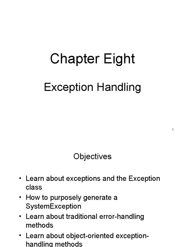 Chapter Eight: Exception Handling | PDF | Method (Computer Programming) | Class (Computer ...
