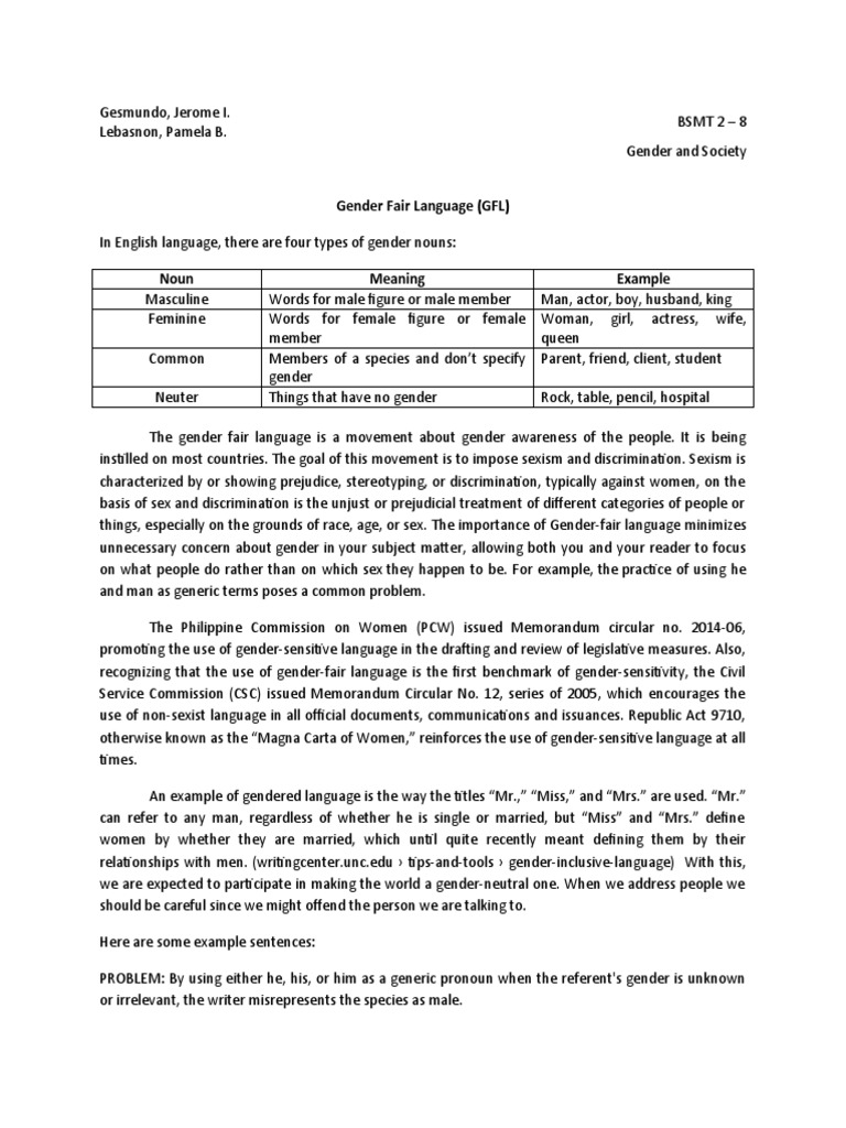 Gender Fair Language | PDF | Grammatical Gender | Onomastics