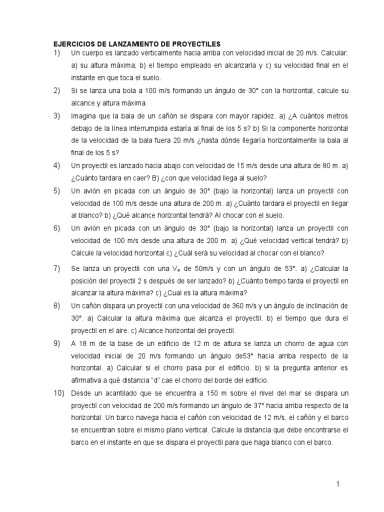 Lanzamiento Proyectiles FG Tareas | PDF | Munición | Proyectiles