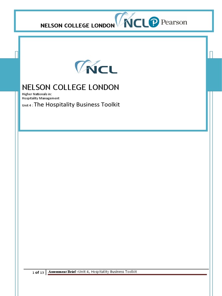 Hospitality Business Toolkit-Assessment Brief-Jan-Mar-2020 | PDF | Life ...
