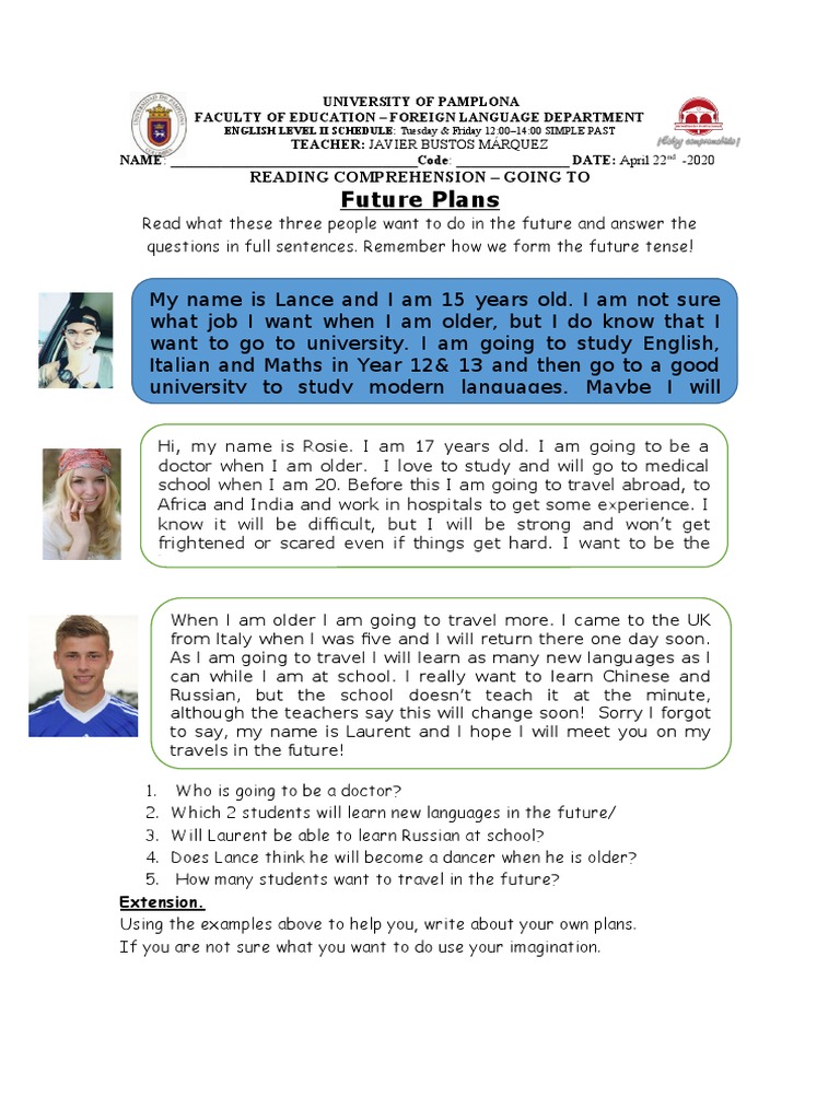 Reading Comprehension - Going To | PDF