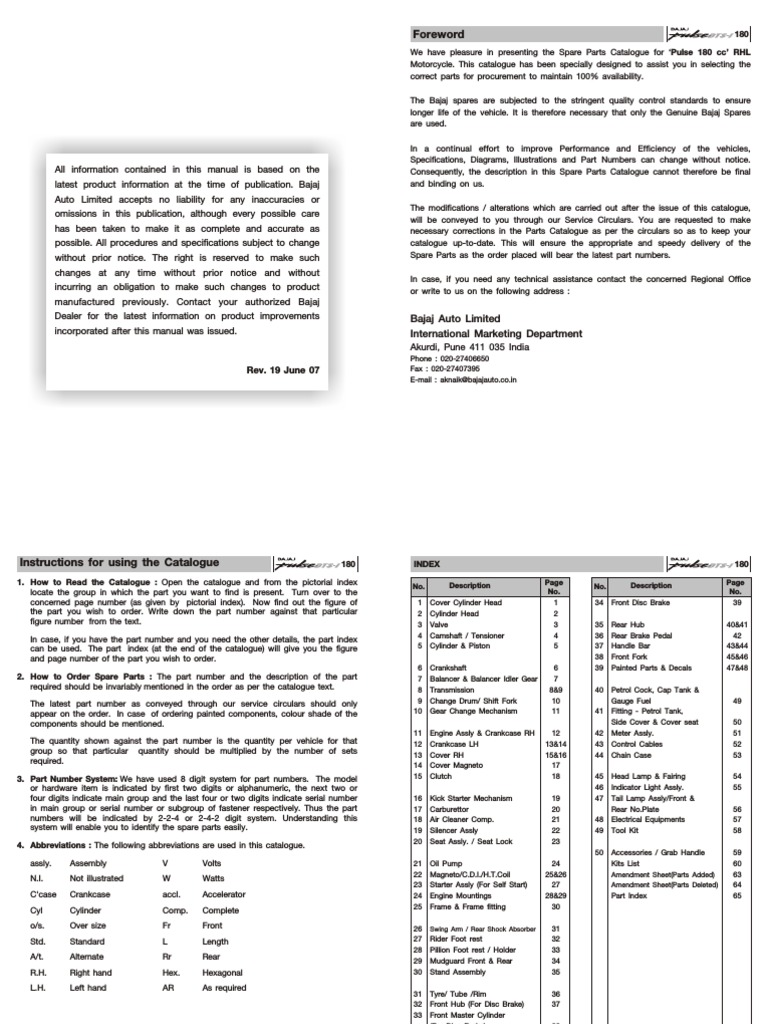 4 Pulsar 180 Ug3 SW SPC 19 06 2007 PDF | PDF | Transmission (Mechanics ...
