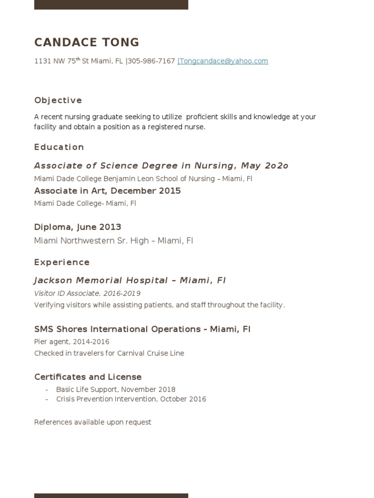 Nursing Graduate Resume: Candace Tong | PDF | Career & Growth | Business