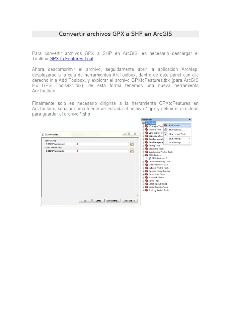Convertir Archivos GPX A SHP en ArcGIS | PDF