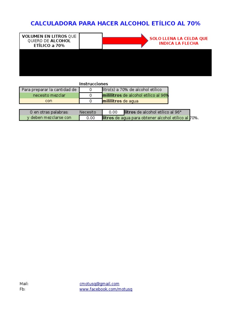 Calculadora para Hacer Alcohol Al 70 A Partir de Alcohol Al 96 | PDF