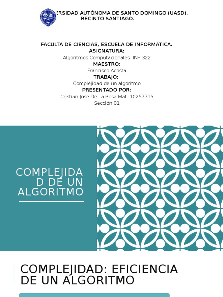 Complejidad de Un Algoritmo-1 | PDF | Teoría de la complejidad ...