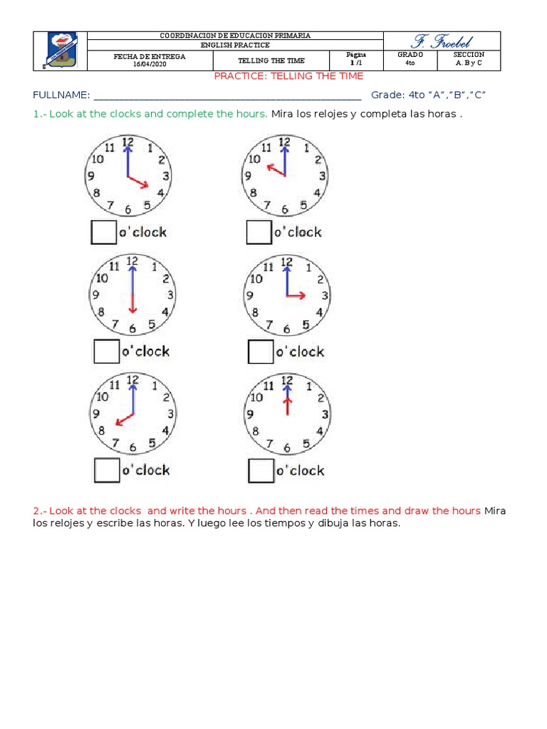 Cuarto Grado-Ppt - Telling The Time | PDF